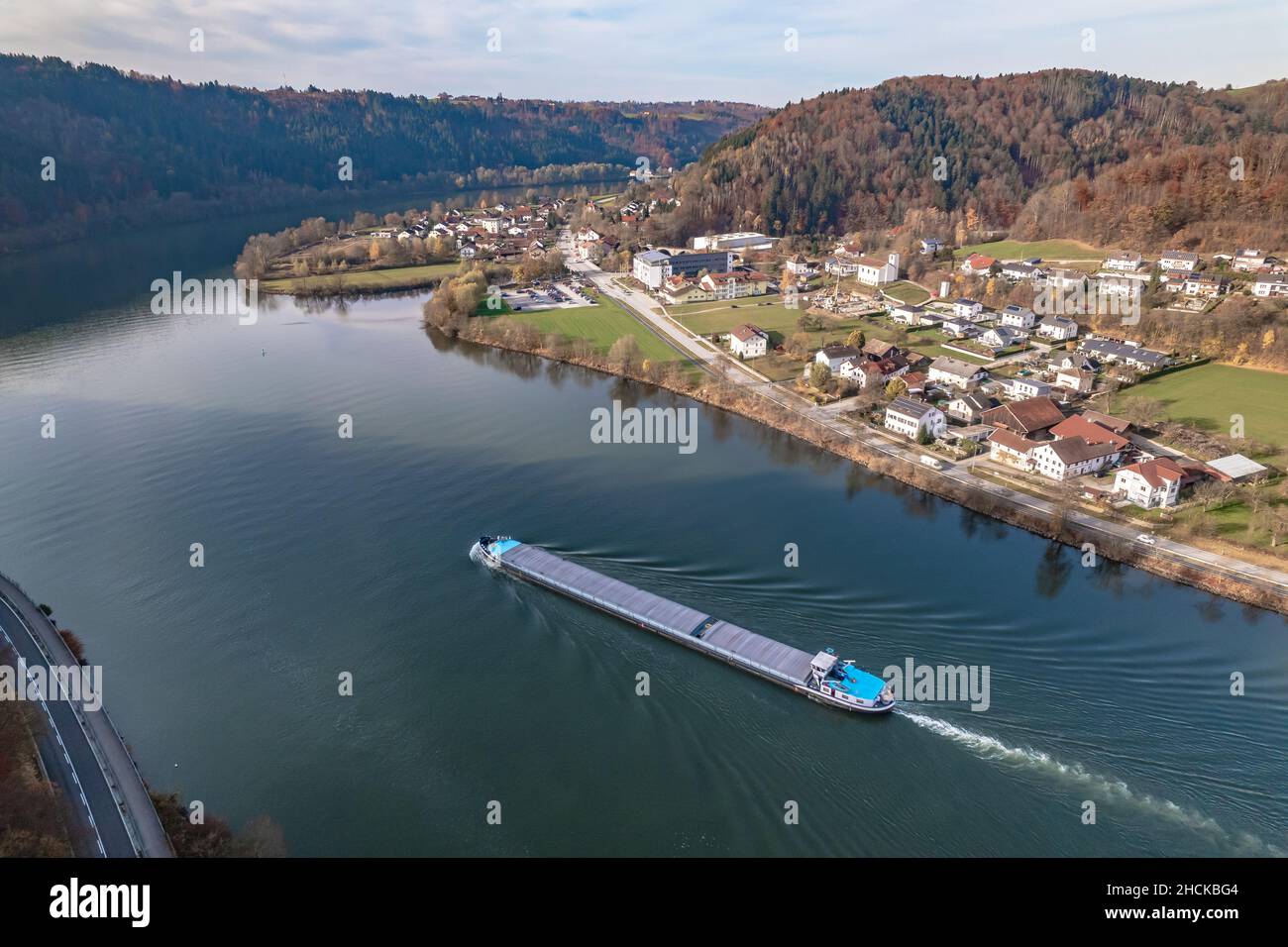 Bulk Carrier Transporting Cargo Along the River Danube Stock Photo - Alamy