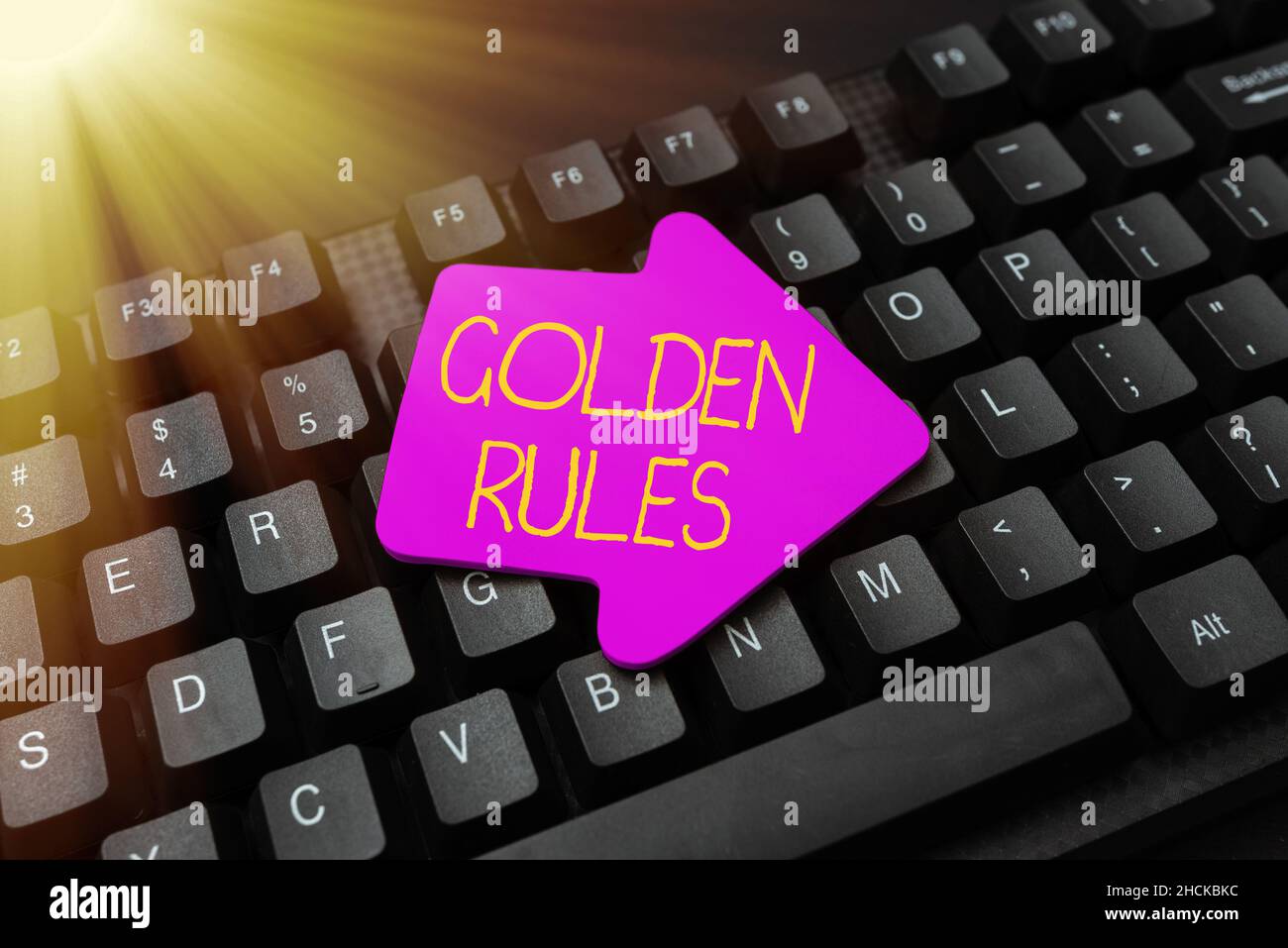 Writing displaying text Golden Rules. Business concept Basic principle that should be followed ...