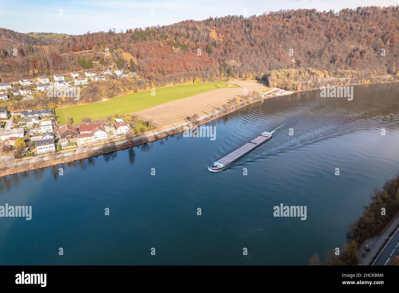 Bulk Carrier Transporting Cargo Along the River Danube Stock Photo - Alamy