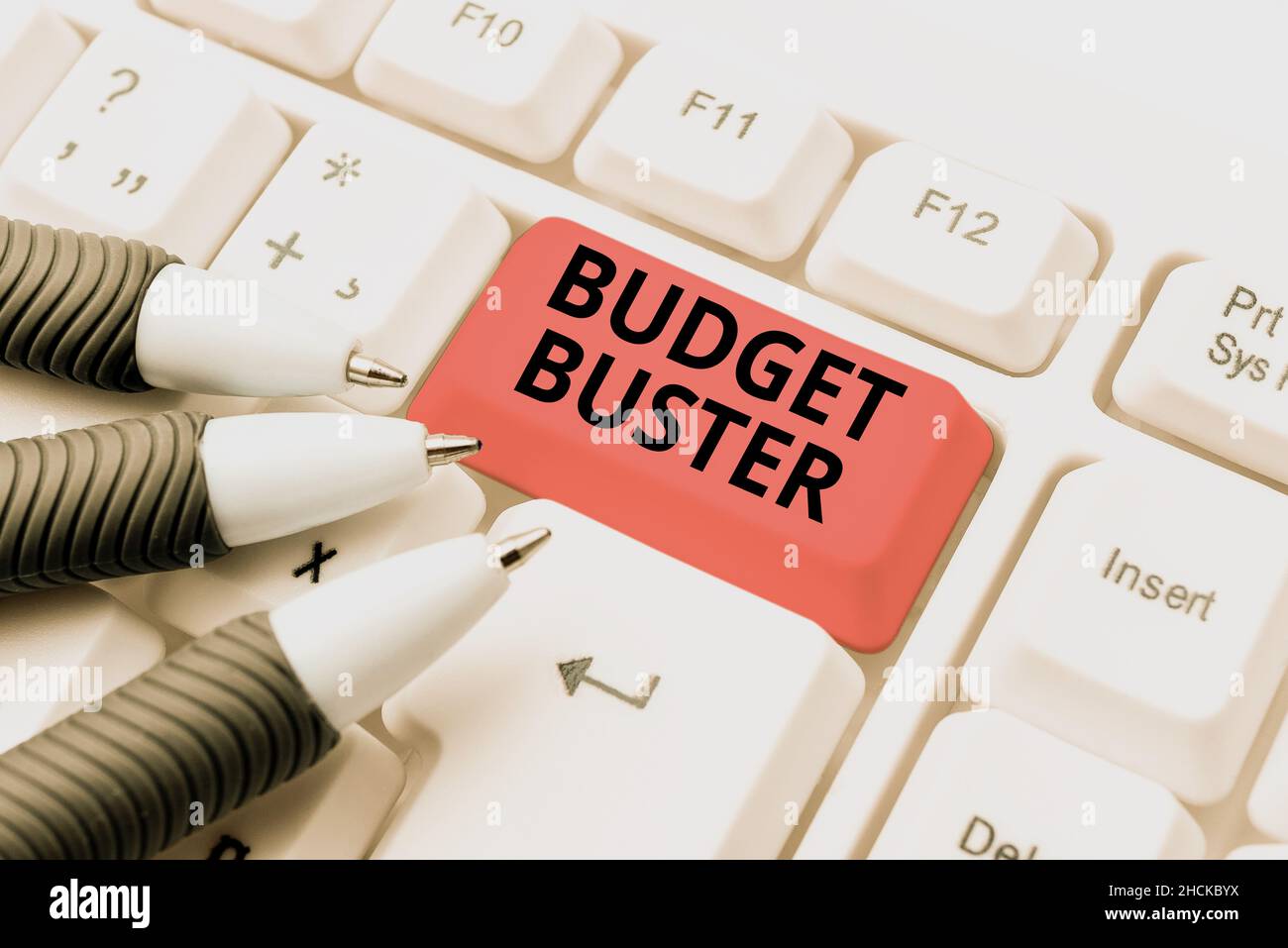 Sign displaying Budget Buster. Word Written on Carefree Spending ...