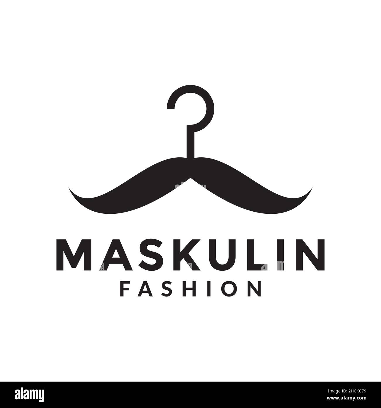 mustache with hanger logo design vector graphic symbol icon sign ...
