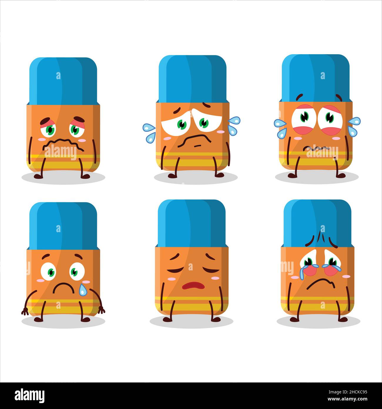 Orange eraser cartoon character with sad expression. Vector ...