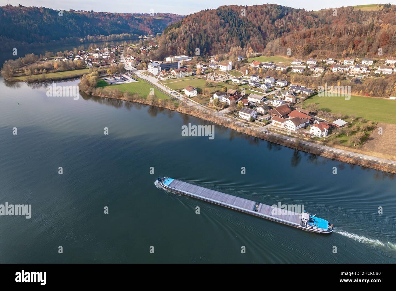 Bulk Carrier Transporting Cargo Along the River Danube Stock Photo - Alamy