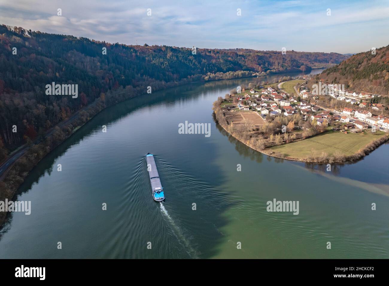 Bulk Carrier Transporting Cargo Along the River Danube Stock Photo - Alamy