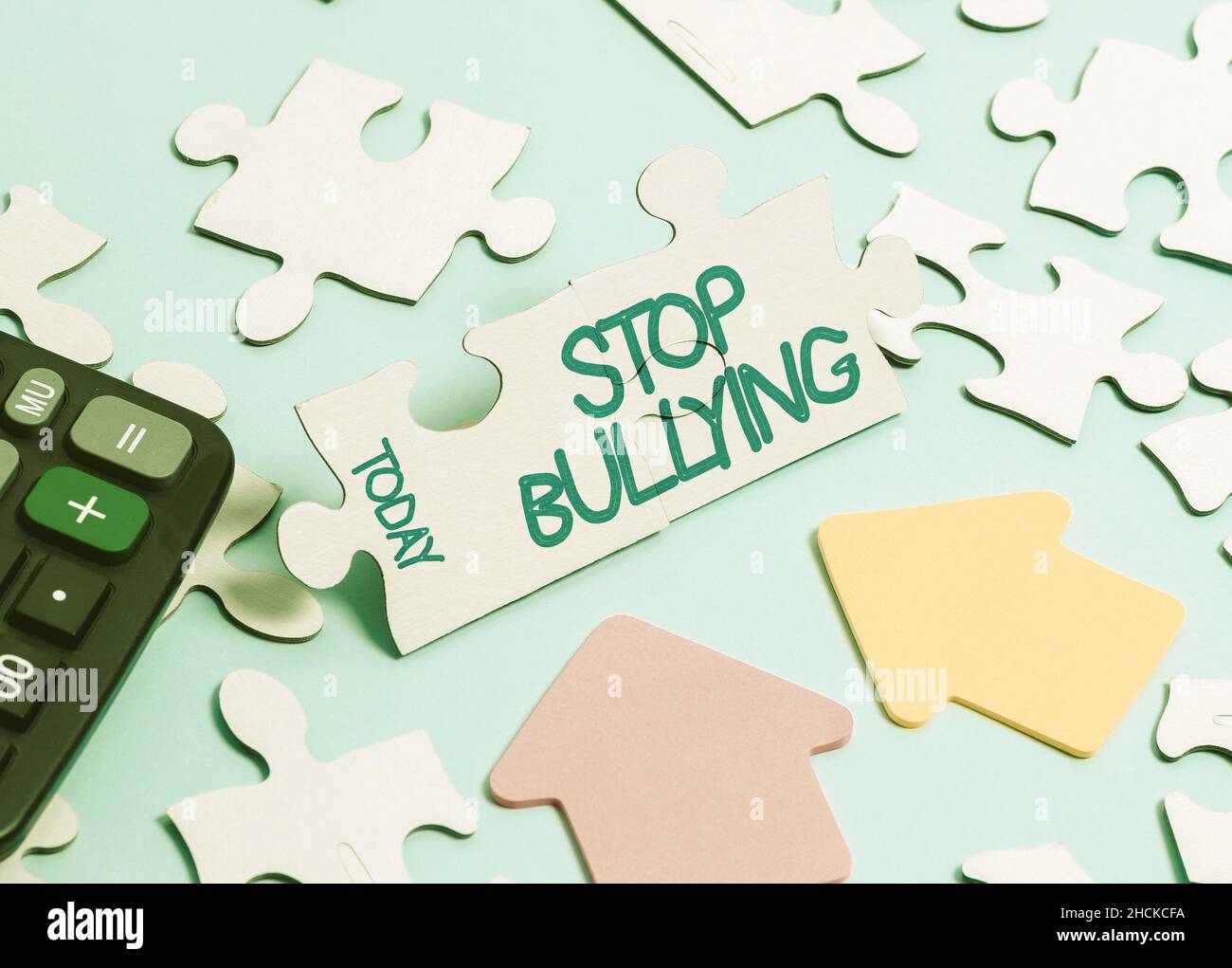 Hand writing sign Stop Bullying. Business showcase Fight and Eliminate ...