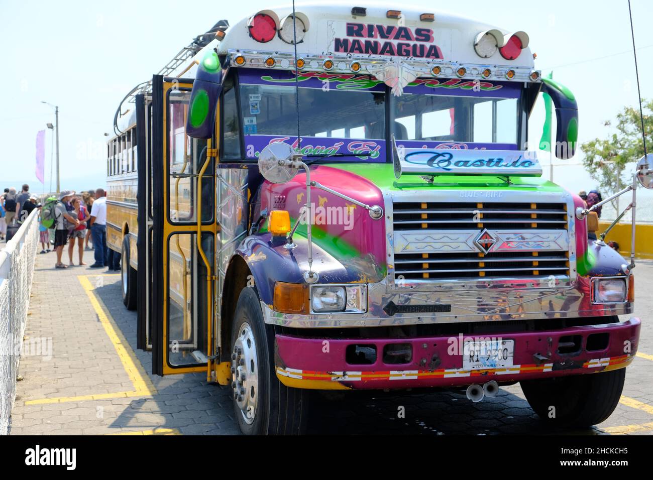 Nicaragua Puerto San Jorge - Public bus Stock Photo - Alamy