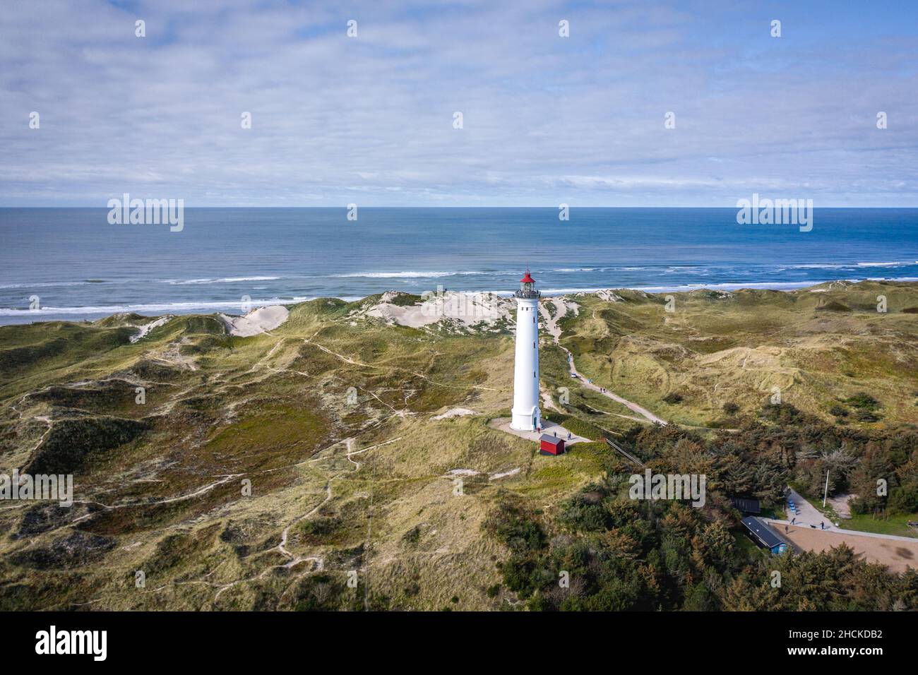 Lyngvig Fyr Lighthouse on the Dunes of Northern Denmark Stock Photo - Alamy