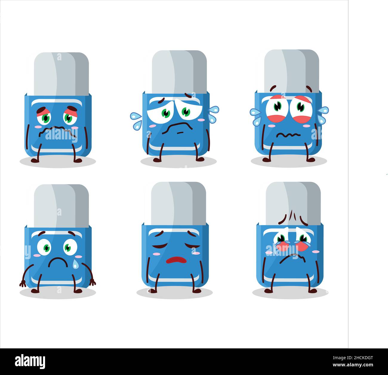 Blue eraser cartoon character with sad expression. Vector illustration ...