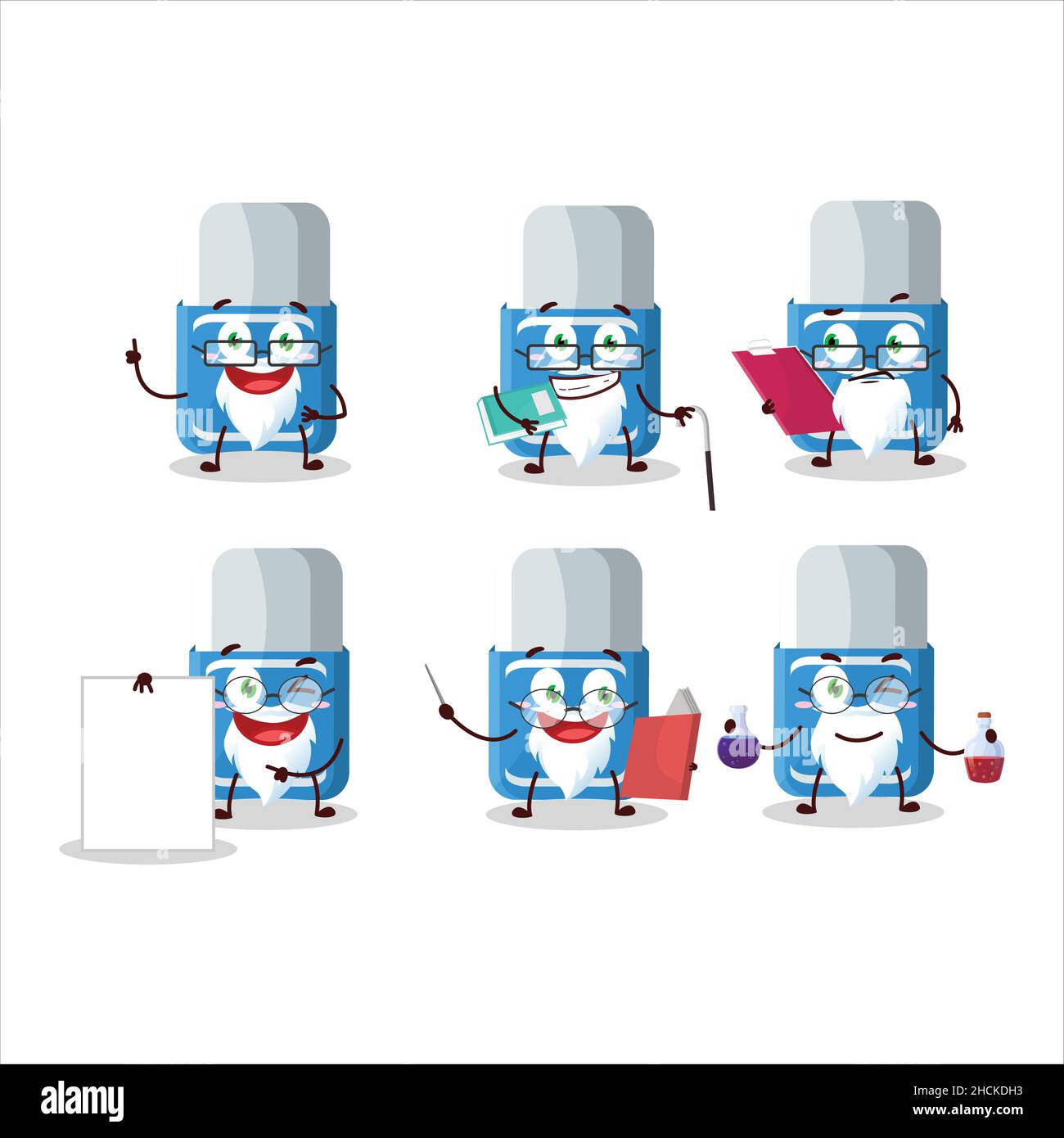 Professor blue eraser academic cartoon character working on laboratory ...