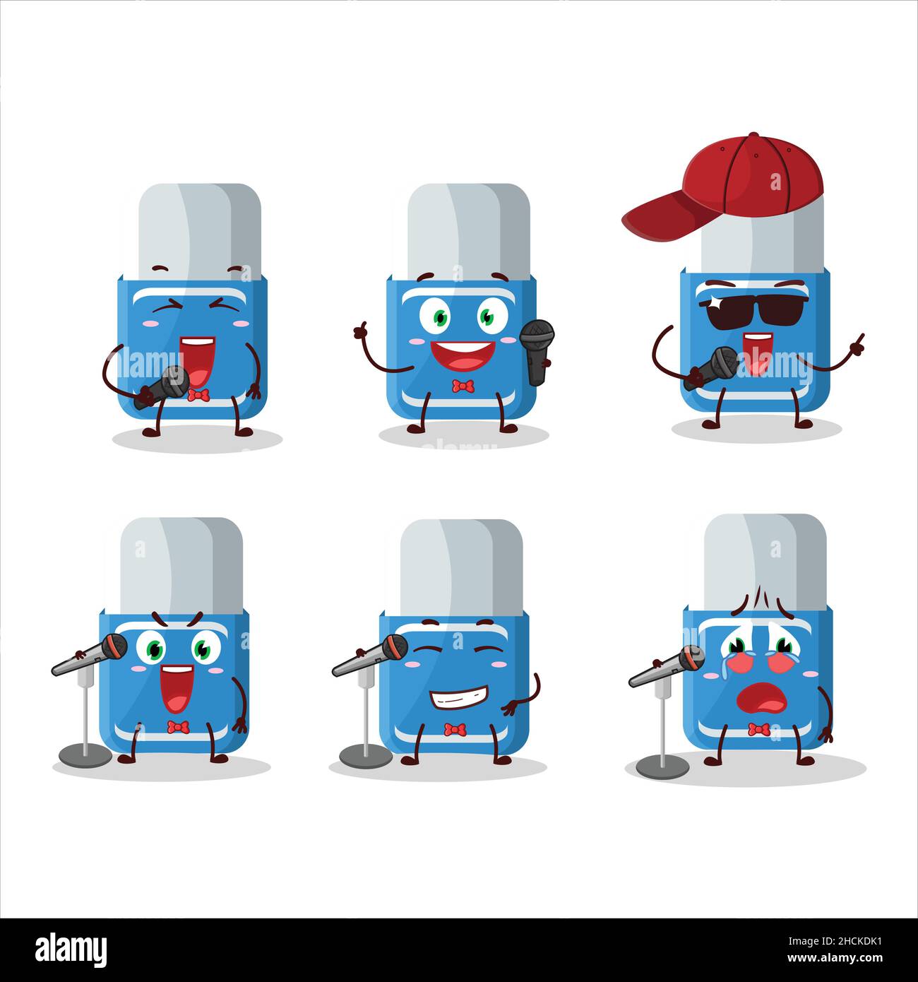 A Cute Cartoon design concept of blue eraser singing a famous song ...
