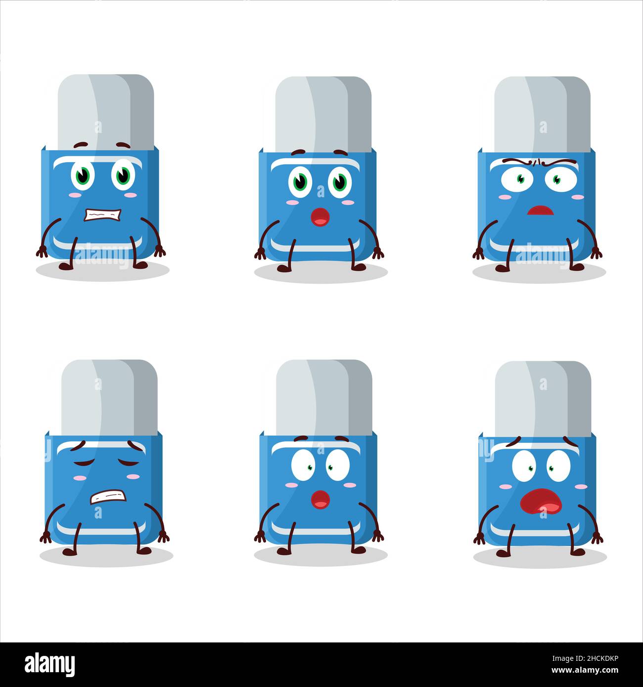 Character cartoon of blue eraser with scared expression. Vector ...