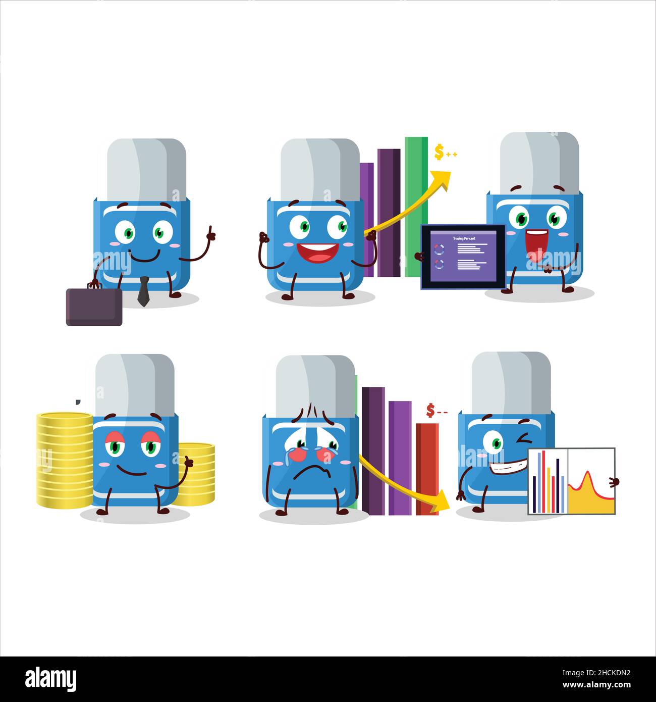 Blue eraser character designs as a trader investment mascot. Vector ...