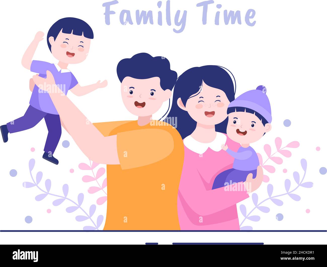 Family Time of Joyful Parents and Children Spending Time Together at ...