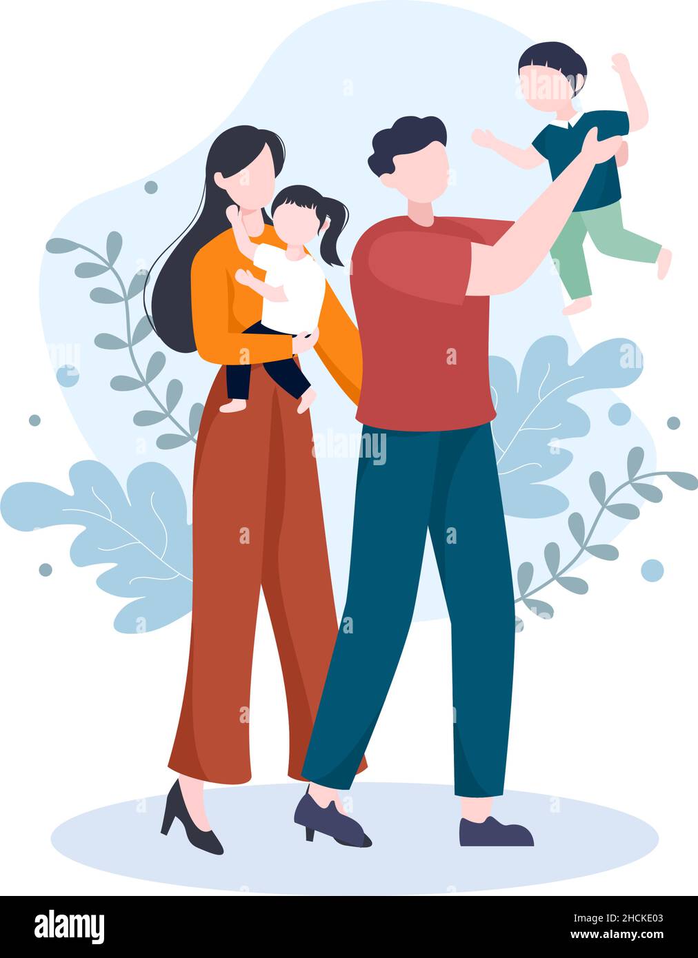 Family Time of Joyful Parents and Children Spending Time Together at ...