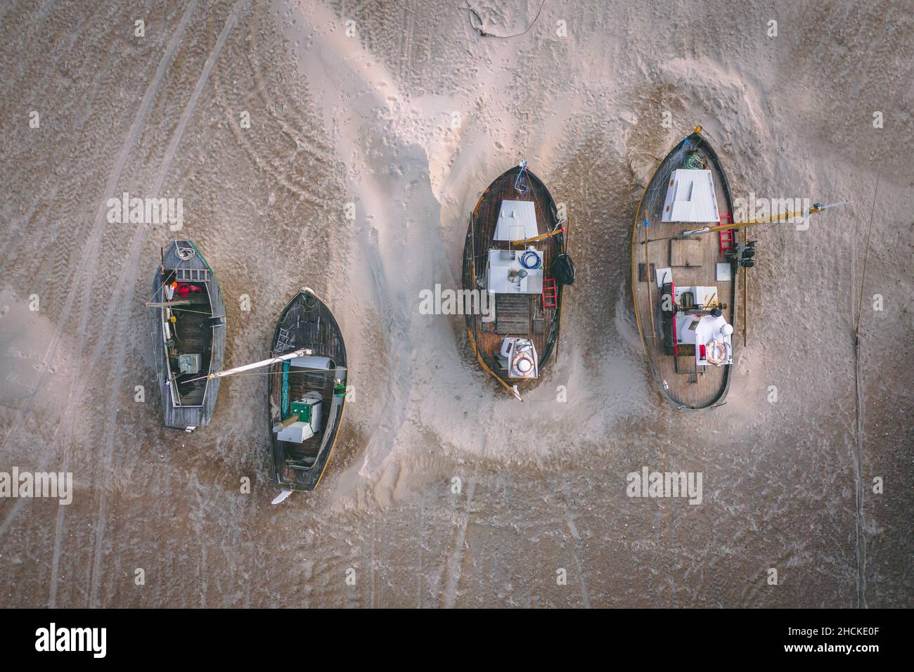 Fishing Boats Pulled Ashore on Thorup Strand in Denmark Stock Photo - Alamy