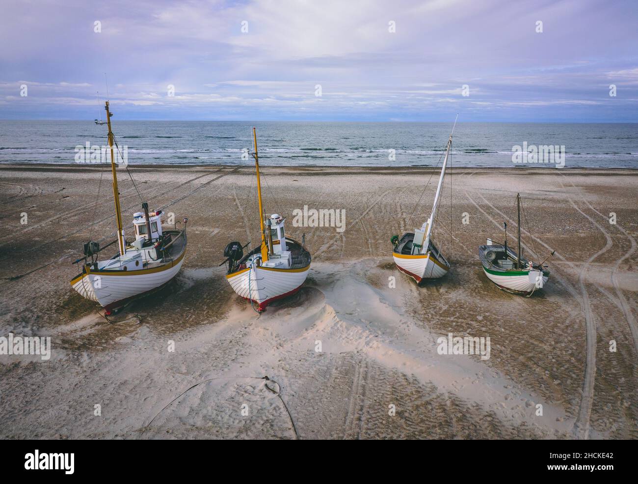 Fishing Boats Pulled Ashore on Thorup Strand in Denmark Stock Photo - Alamy