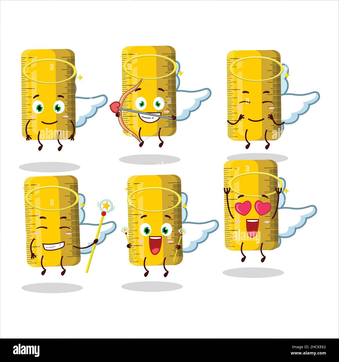 Yellow Ruler Cartoon Designs As A Cute Angel Character Vector