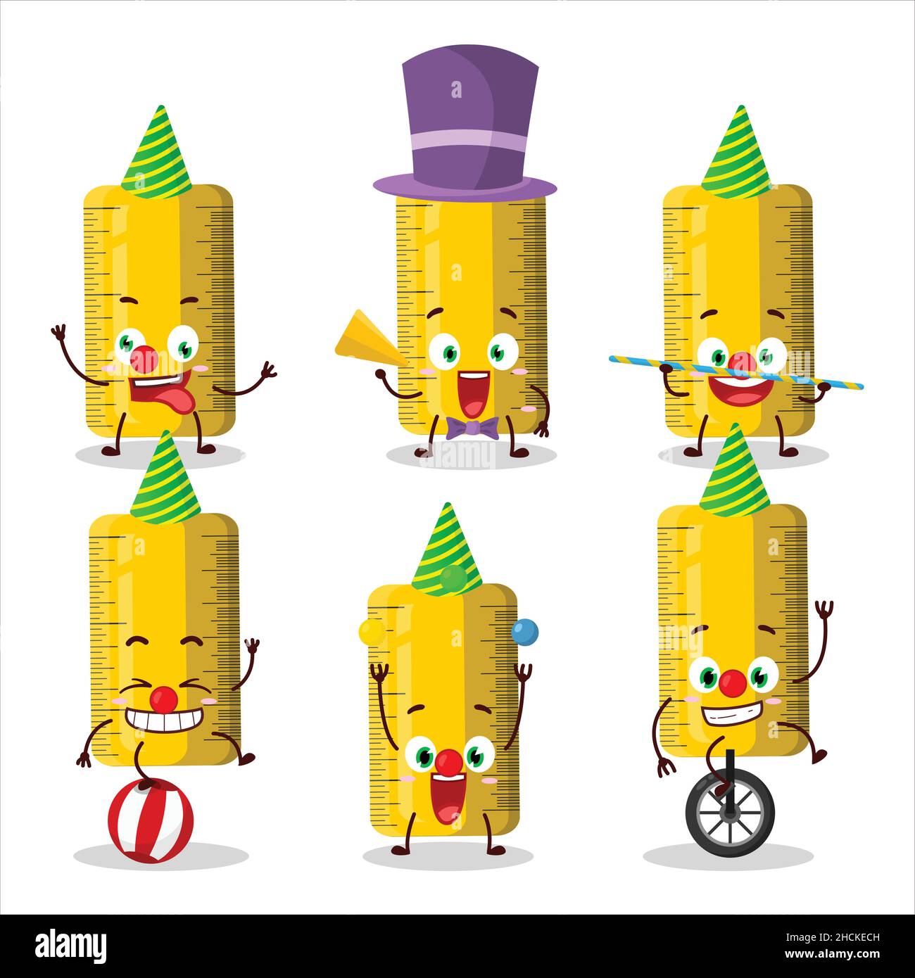 Cartoon character of yellow ruler with various circus shows. Vector ...