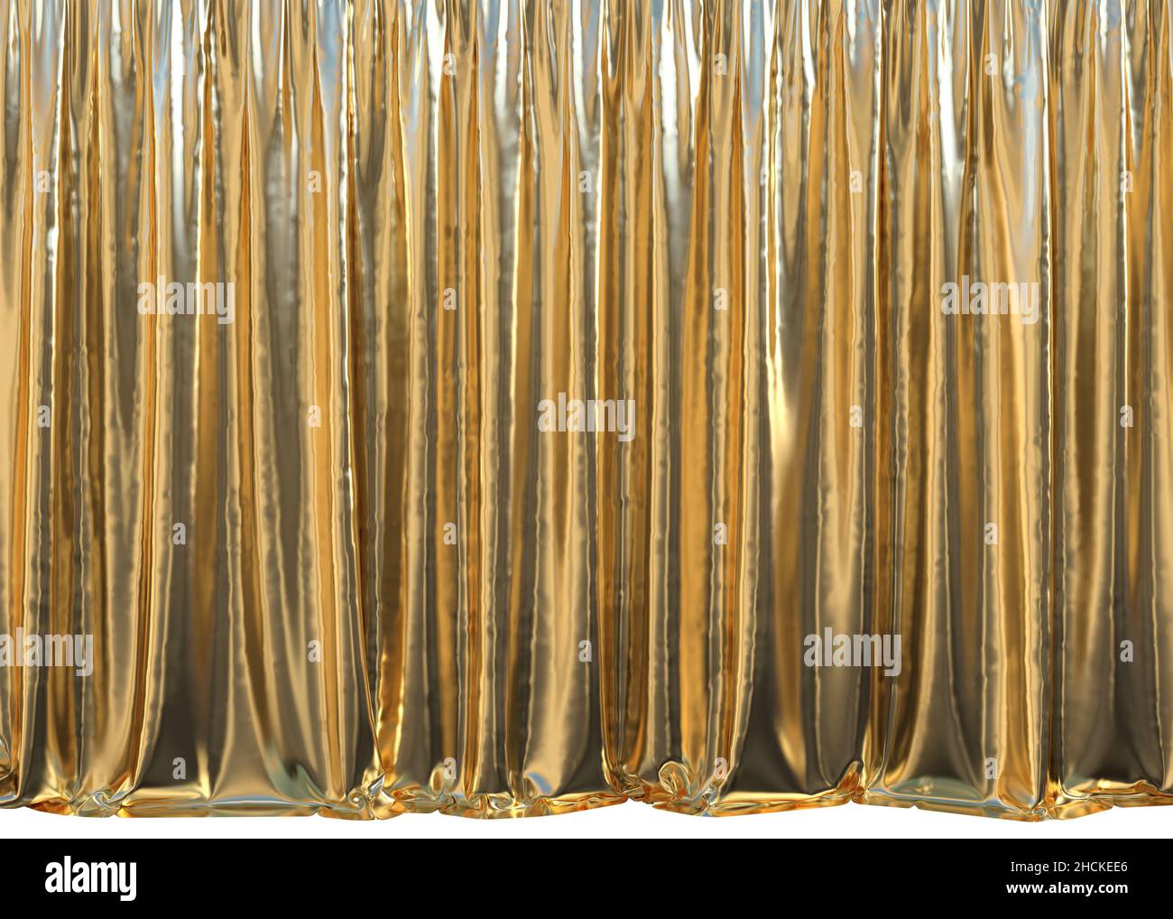 Simple draped gold curtains background, 3D Illustration Stock Photo - Alamy
