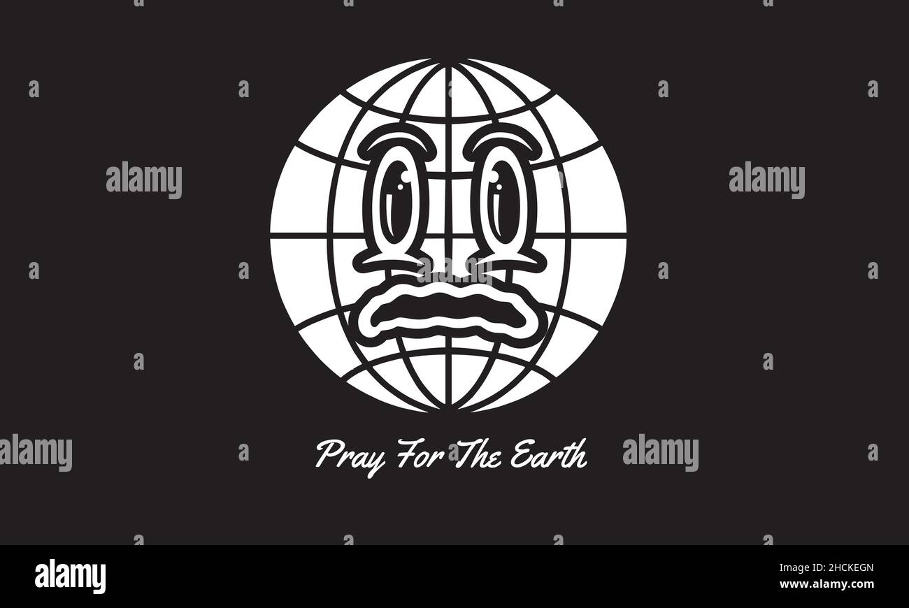 pray for earth crying emoji earth day monogram text vector template ...