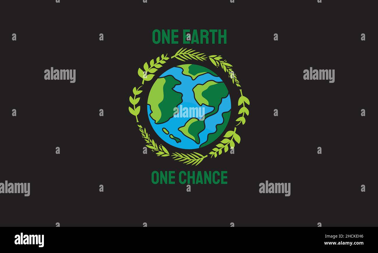 on earth one chance sprig earth day monogram text vector template Stock ...