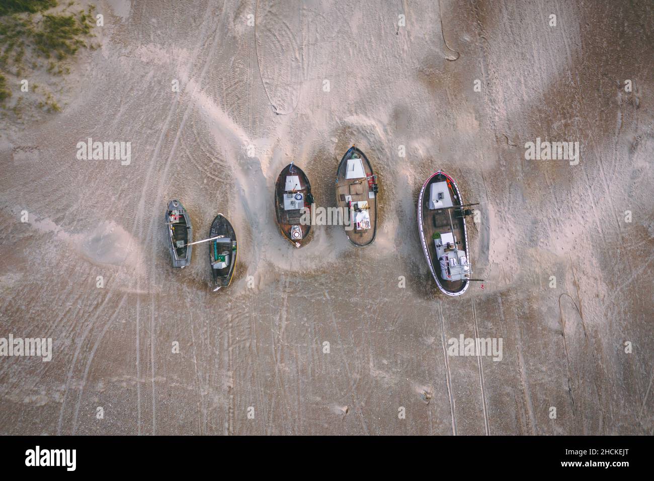 Fishing Boats Pulled Ashore on Thorup Strand in Denmark Stock Photo - Alamy