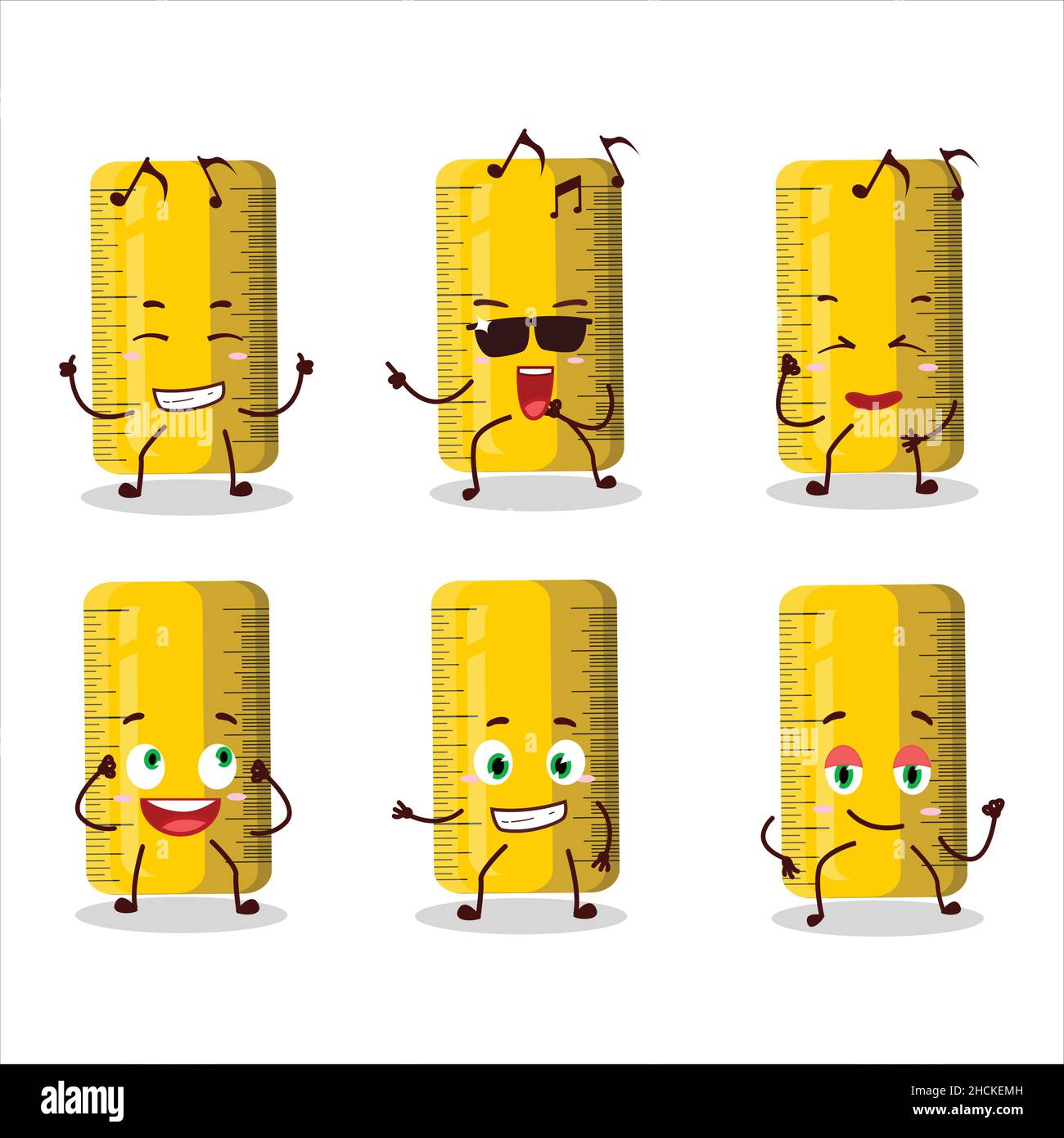 An image of yellow ruler dancer cartoon character enjoying the music ...