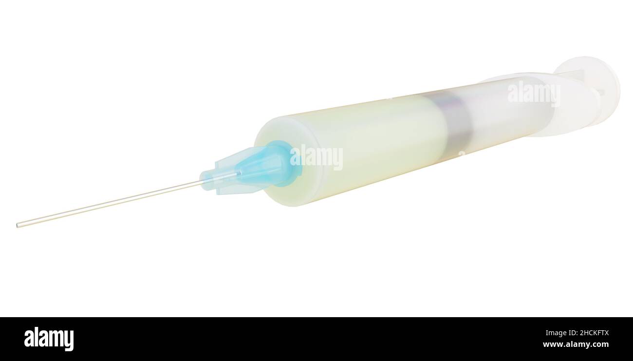 Modern plastic medical syringe with liquid, 3D Illustration Stock Photo ...