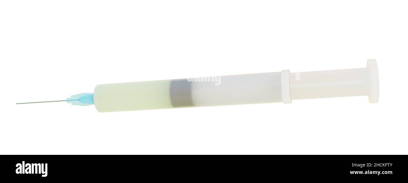 Modern plastic medical syringe with liquid, 3D Illustration Stock Photo ...