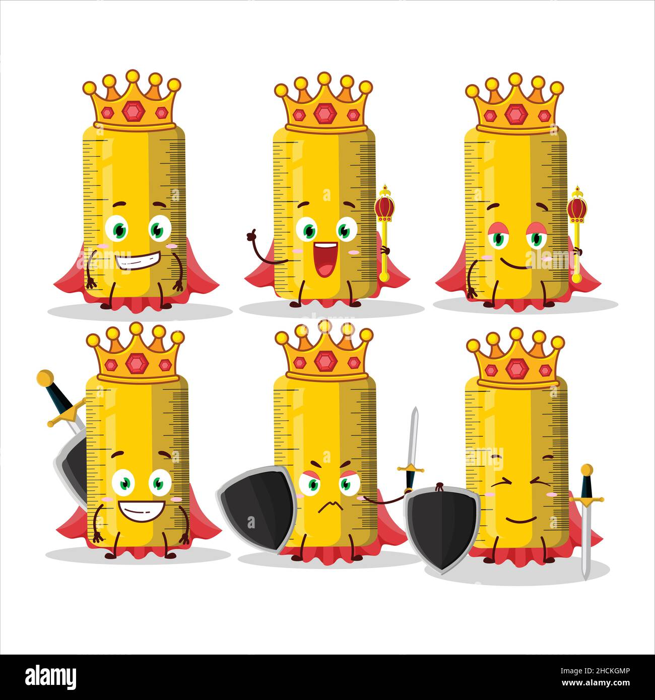 A Charismatic King yellow ruler cartoon character wearing a gold crown ...