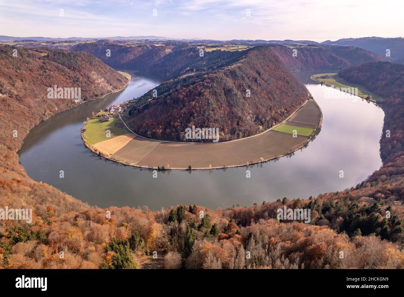 The Loop of Schlogen A Meandering Bend in the River Danube Stock Photo ...