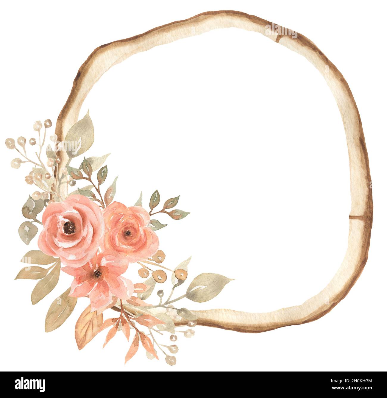 Delicate pink flowers Wreath Clipart, Watercolor Meadow flowers bouquet ...