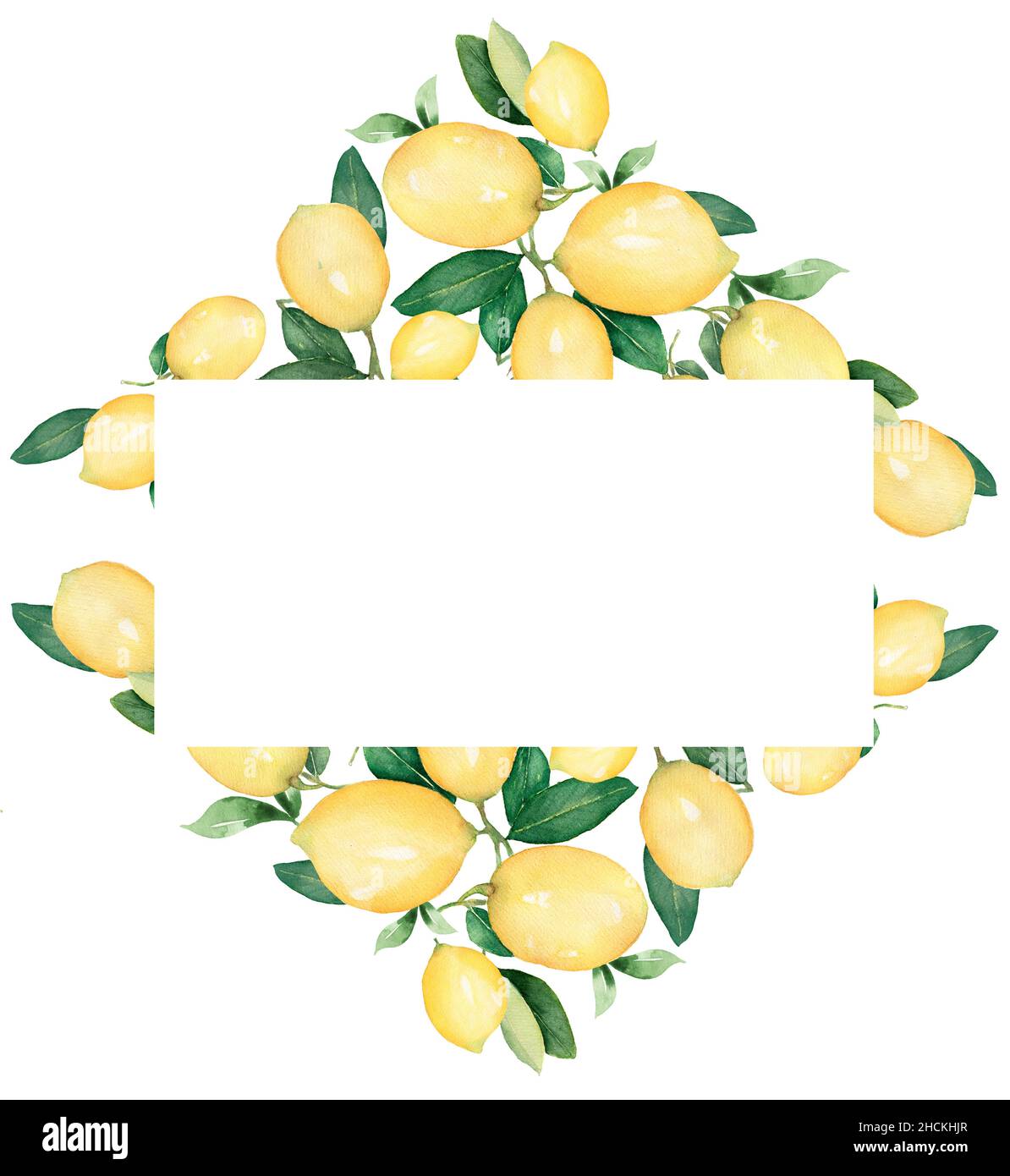 Lemon Fruits wreath clipart, Watercolor Eco Healthy Food illustration, Citrus fruit border Clip ...