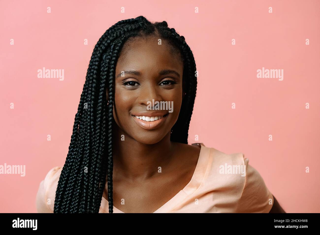 close up portrait of attractive african female model Stock Photo - Alamy