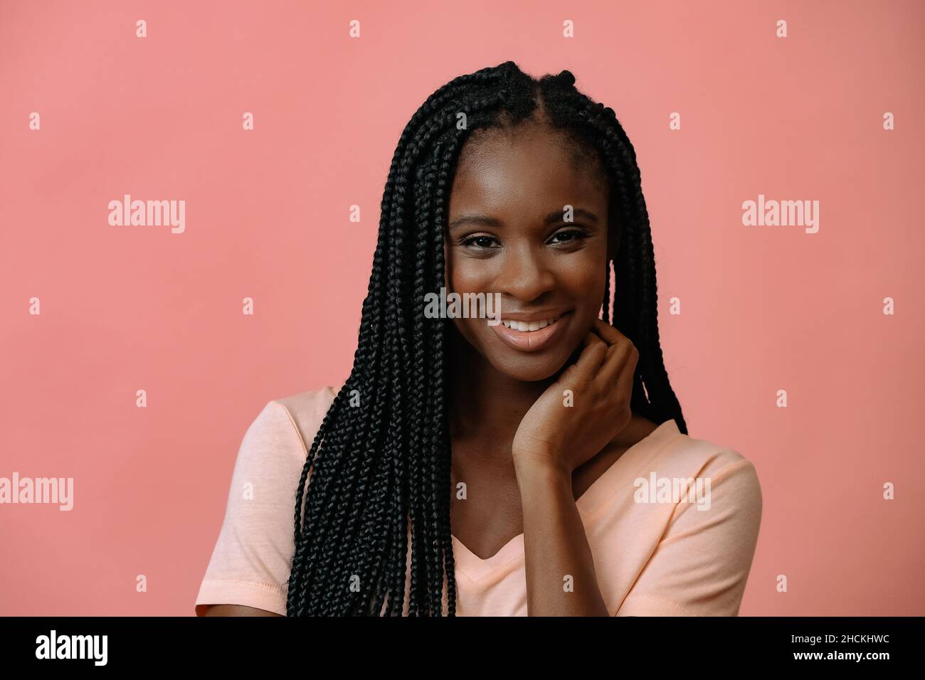 close up portrait of attractive african female model Stock Photo - Alamy
