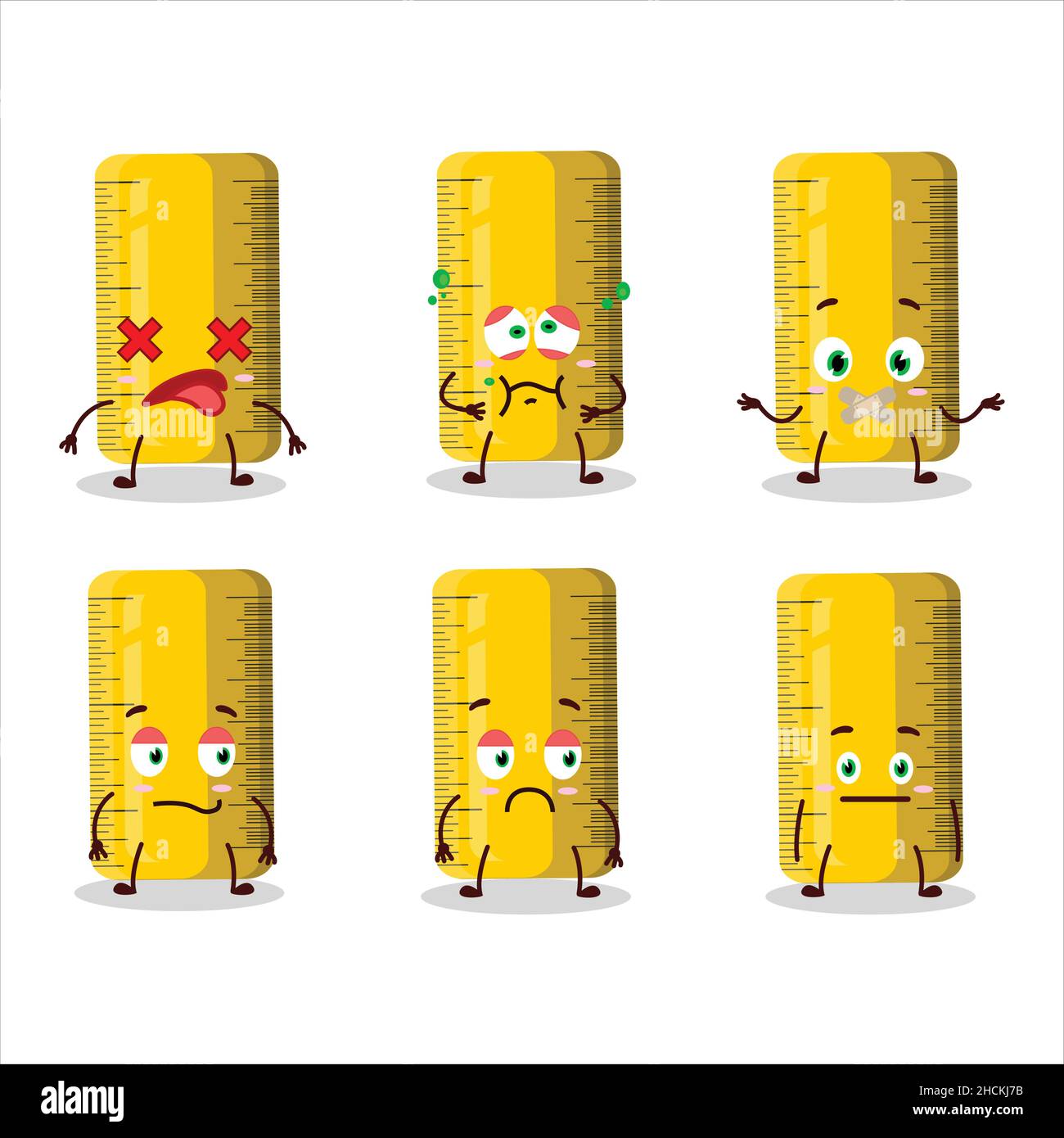 Yellow ruler cartoon character with nope expression. Vector ...