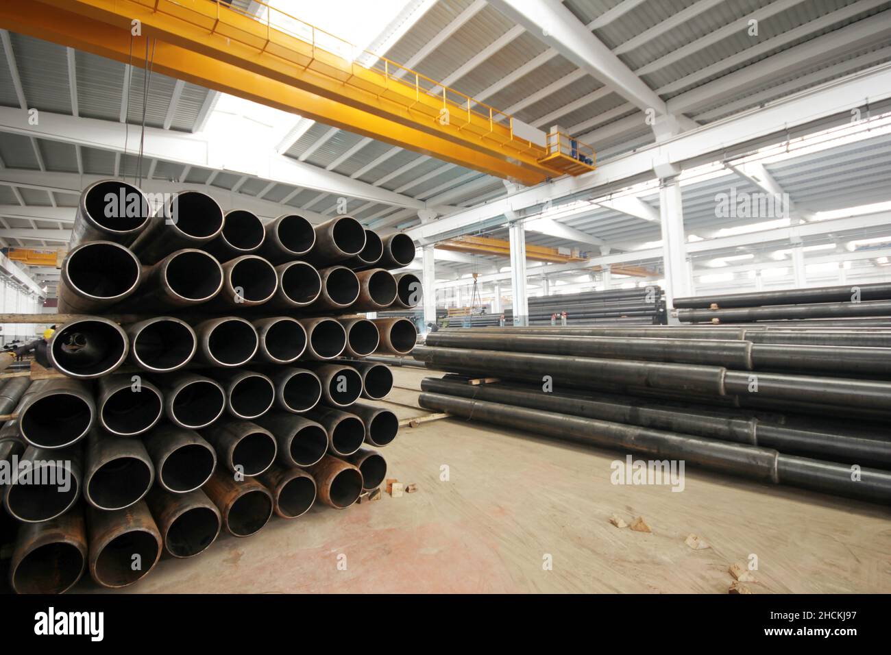 steel pipes inside the factory Stock Photo - Alamy