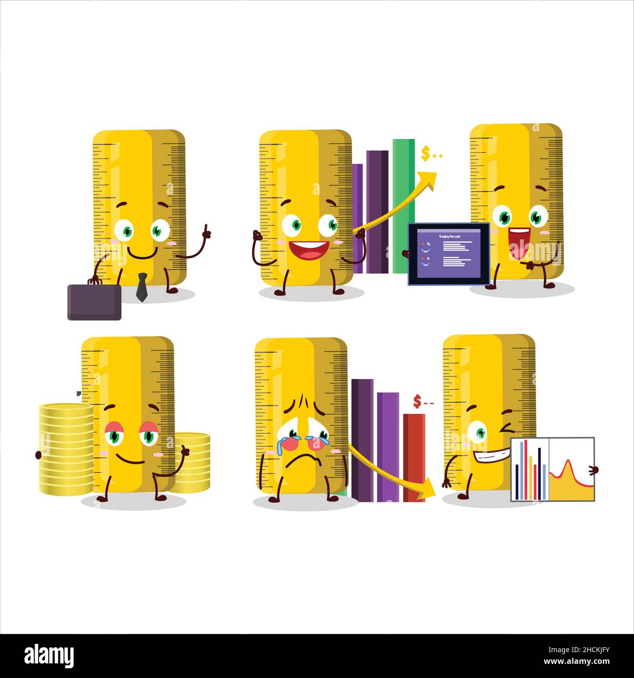 yellow ruler character designs as a trader investment mascot. Vector ...