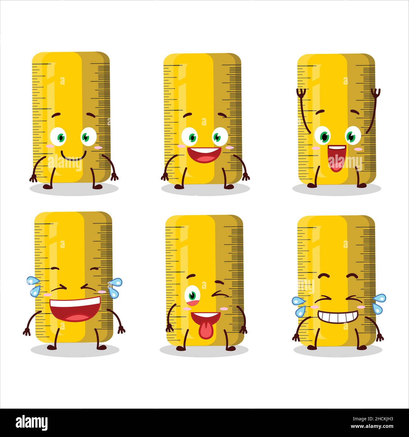 Cartoon character of yellow ruler with smile expression. Vector ...