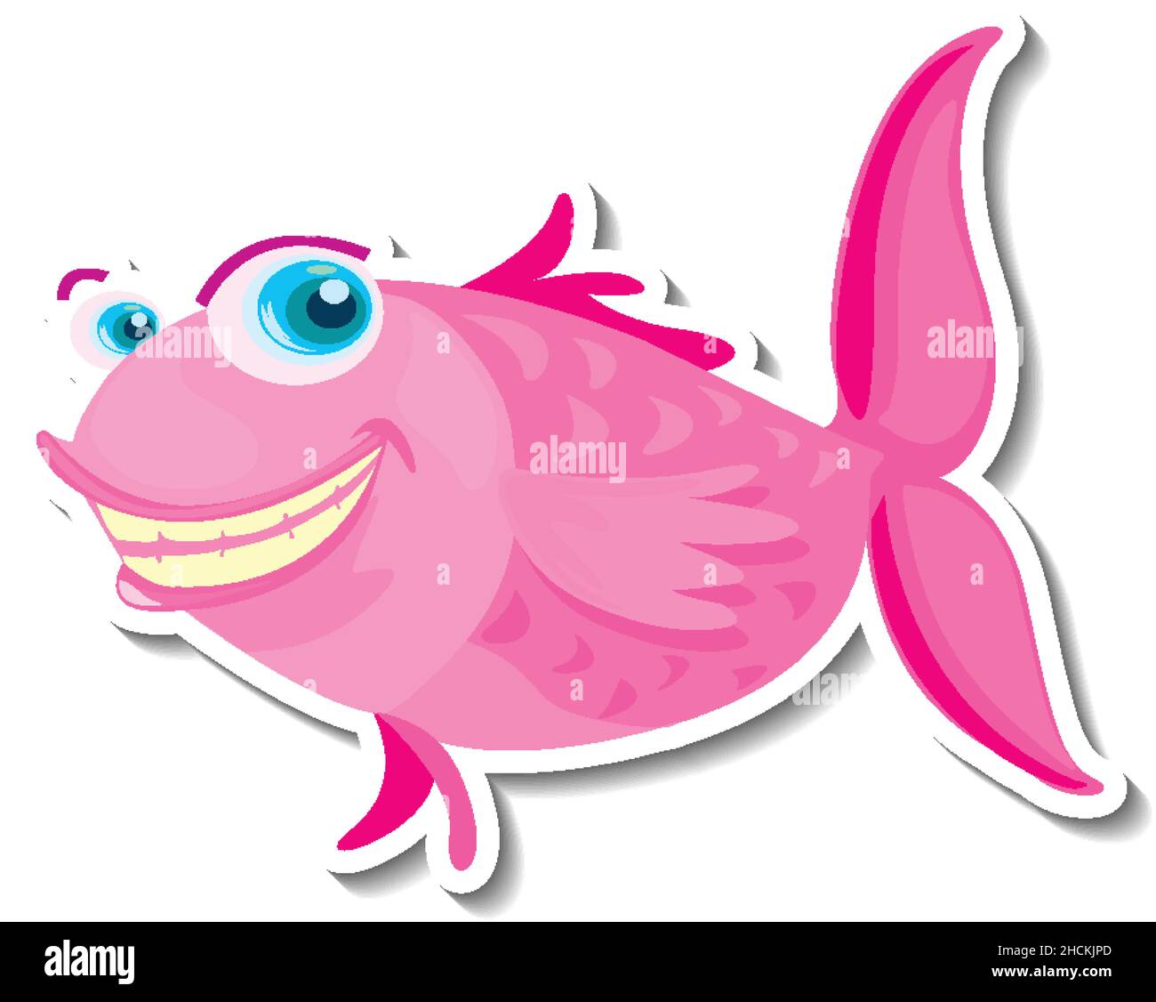 Cute fish sea animal cartoon sticker illustration Stock Vector Image ...