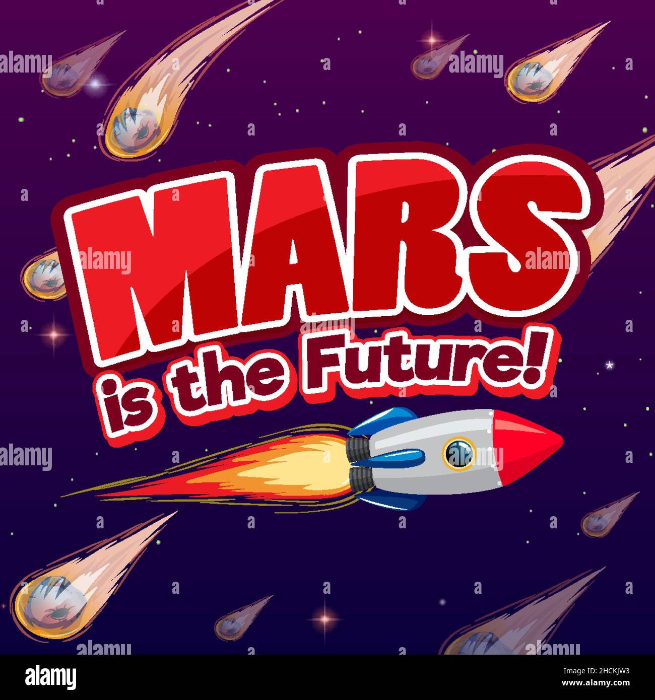 Mars is the future cartoon poster illustration Stock Vector Image & Art ...