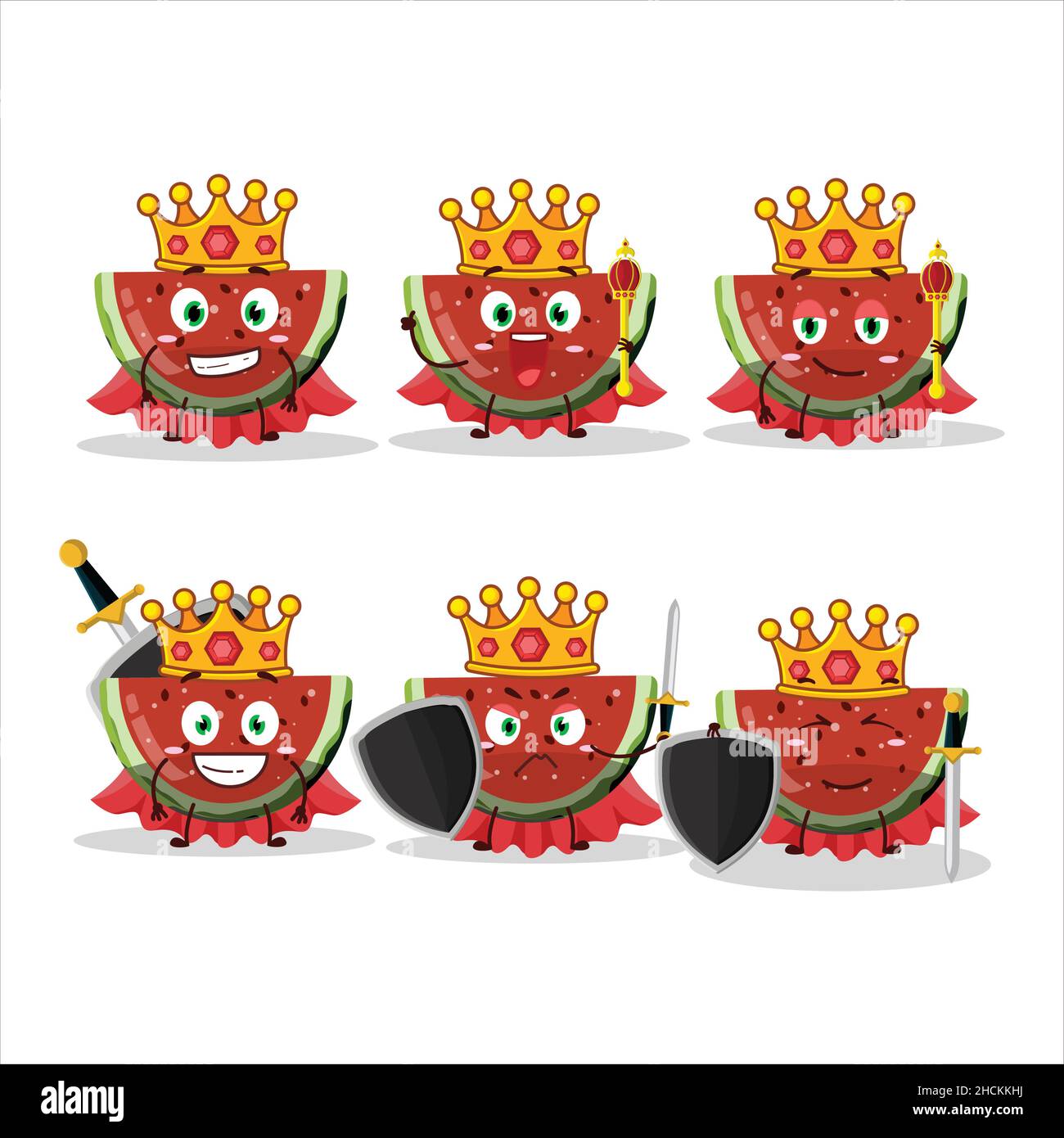 A Charismatic King watermelon gummy candy cartoon character wearing a ...