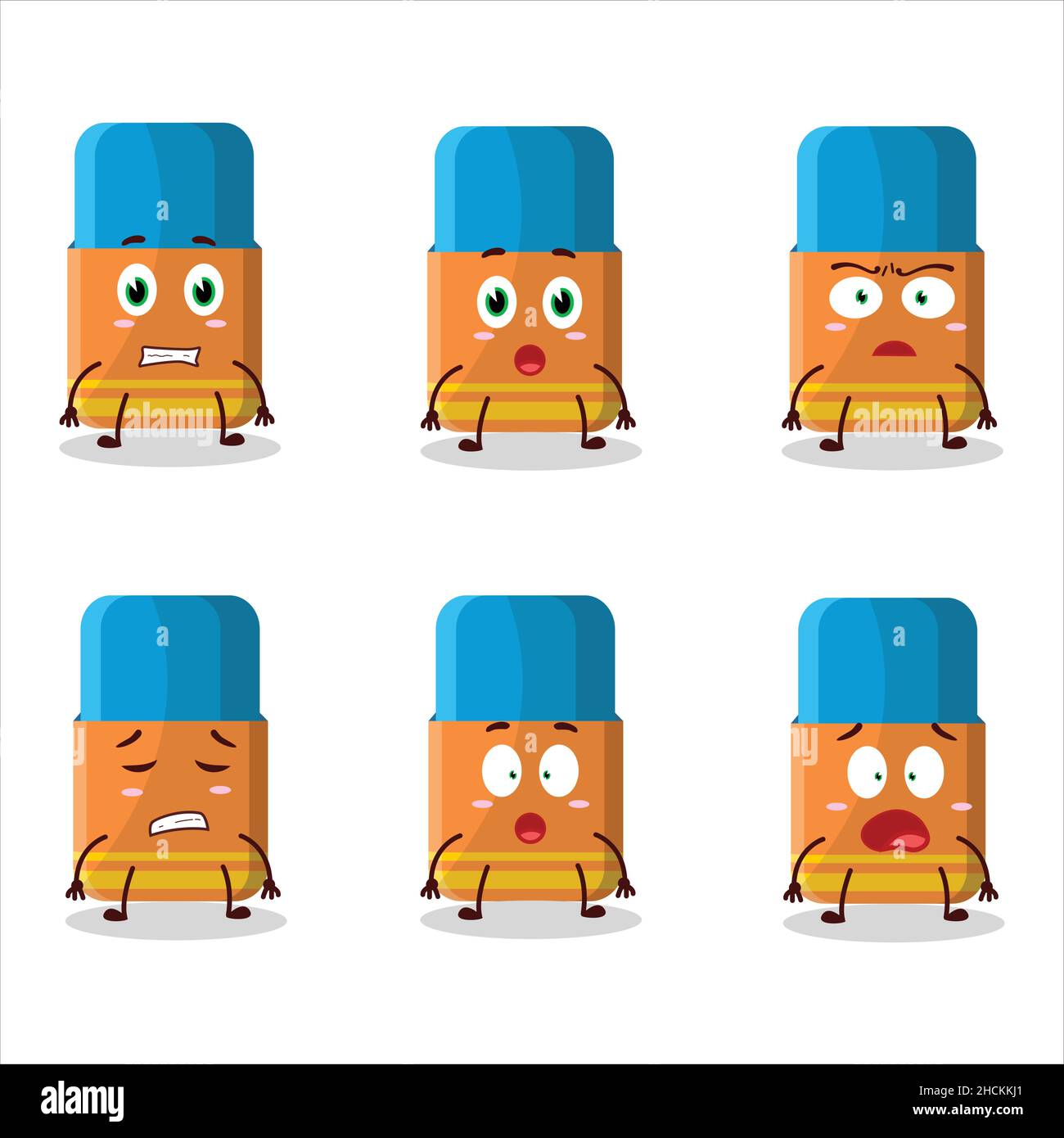 Character cartoon of orange eraser with scared expression. Vector ...