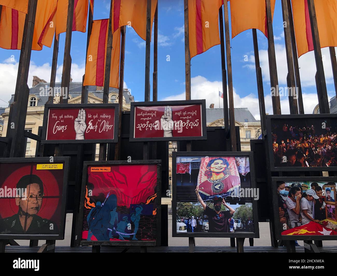 Paris, France, Photo Exhibit on Street, Protest Against Political ...