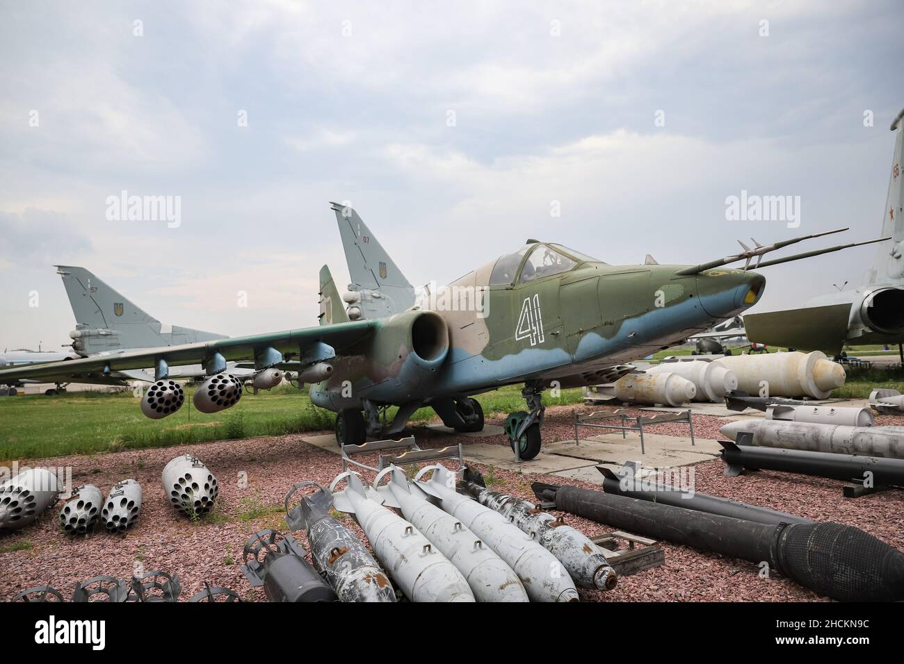 KIEV, UKRAINE - AUGUST 01, 2021: Ukrainian Air Force Sukhoi Su-25 Grach ...