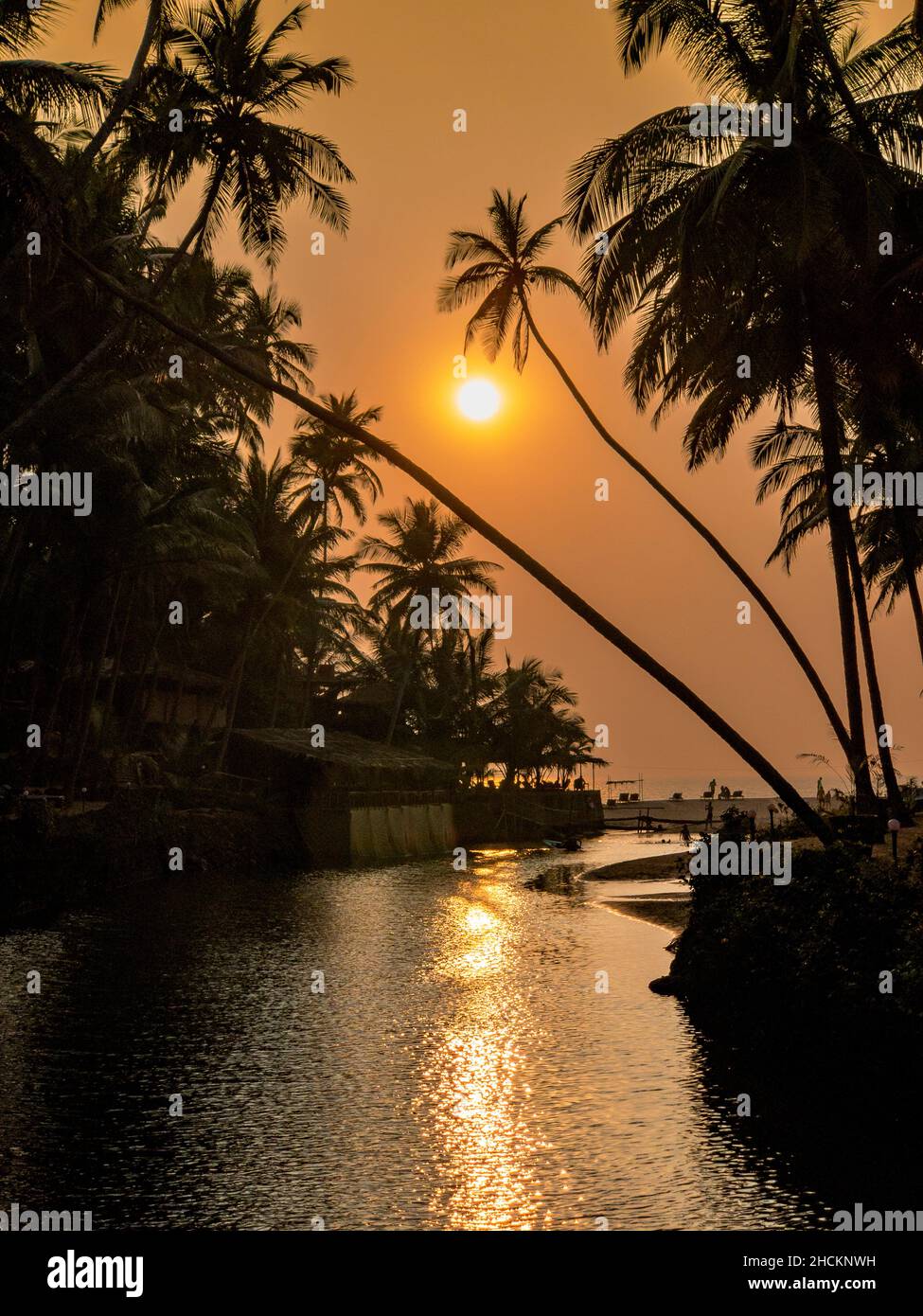 Sunsetting over the Indian Ocean off Cola beach in Goa Stock Photo - Alamy