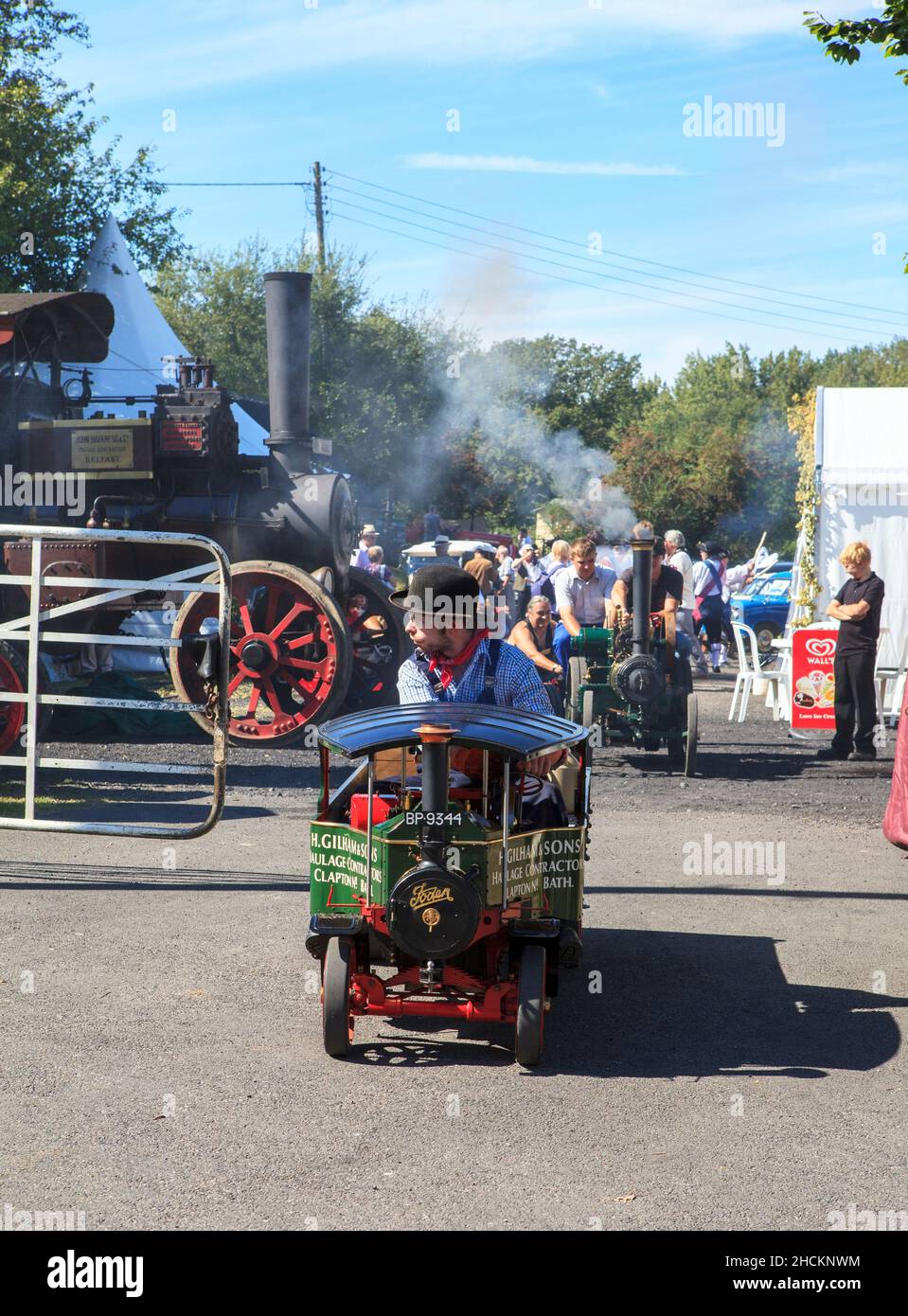 Miniature steam engines at the railway crossing at Bodiam Station, Kent ...