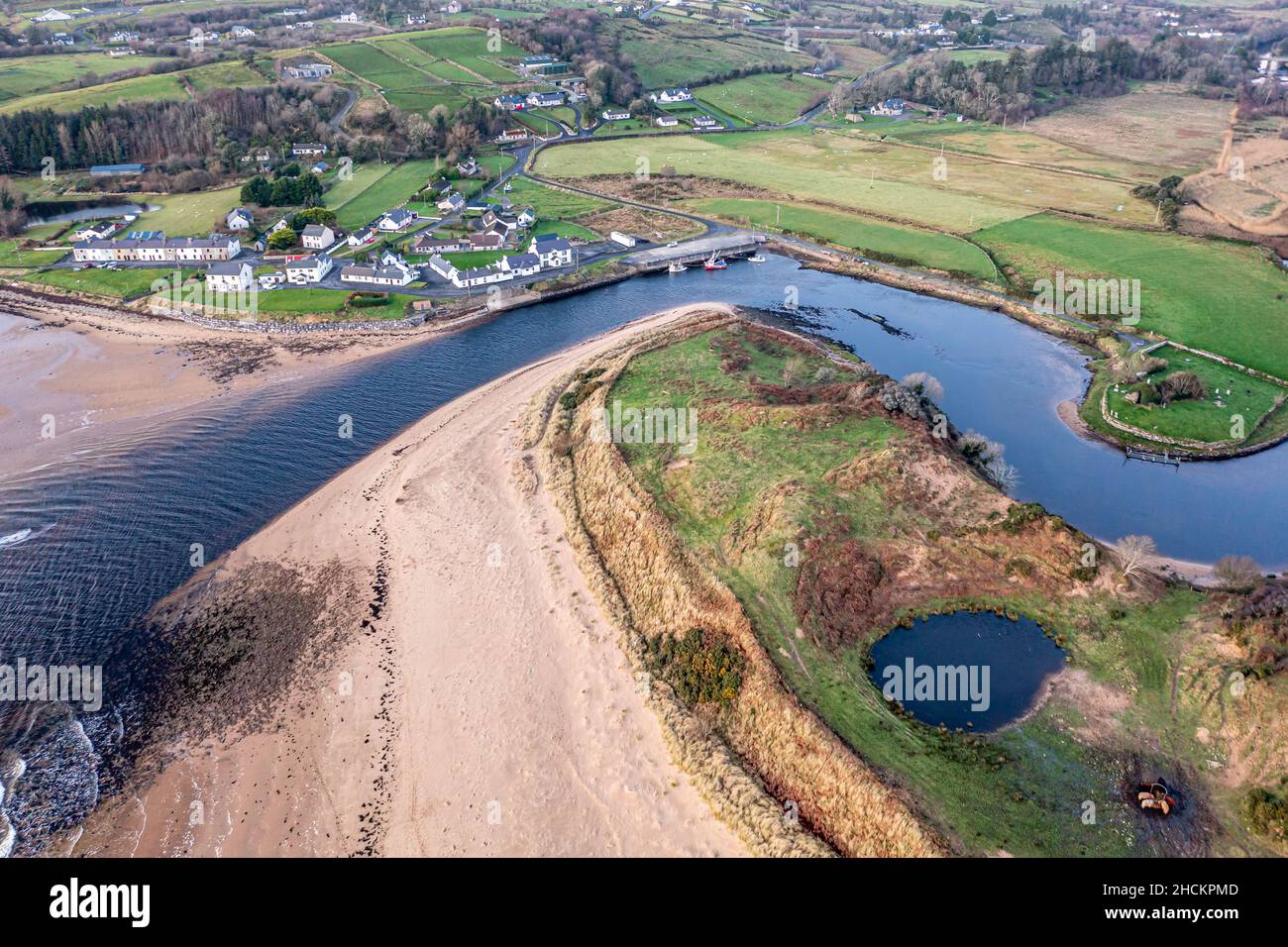 Aerial view of the village Inver in County Donegal - Ireland Stock ...