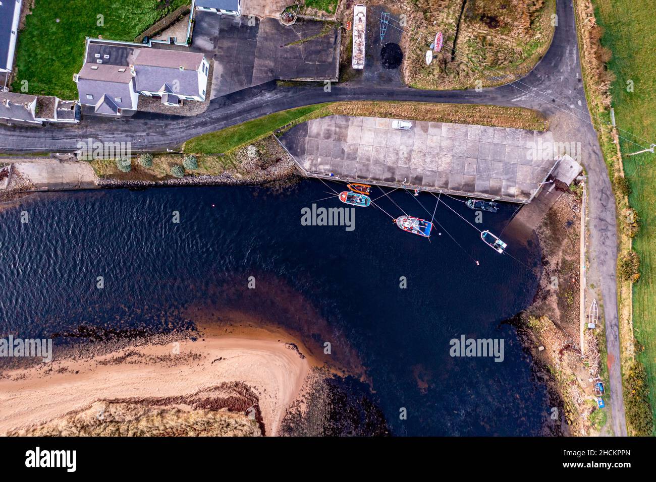 Aerial view of the Inver pier in County Donegal - Ireland Stock Photo ...