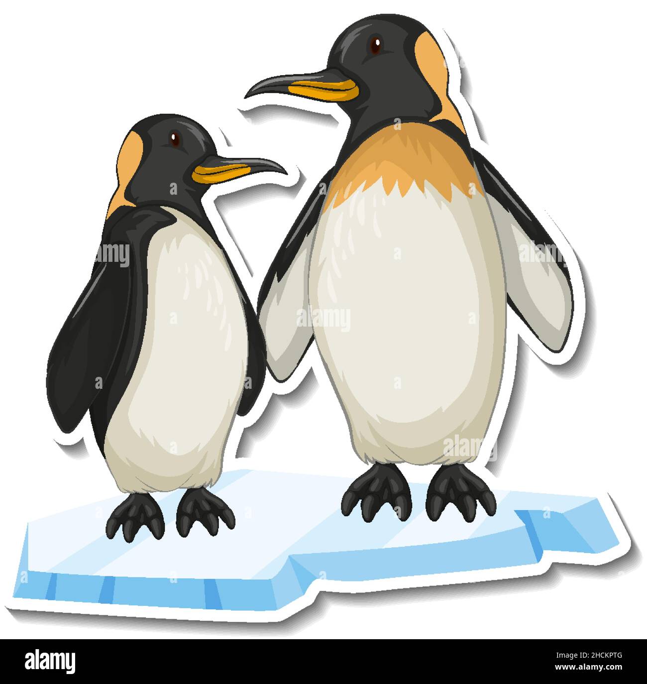 Mother and baby penguin animal cartoon sticker illustration Stock ...